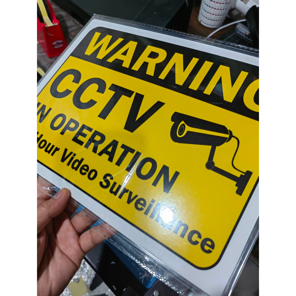 CCTV WARNING| Laminated | Sintraboard | Stickers | PVC | Shopee Philippines