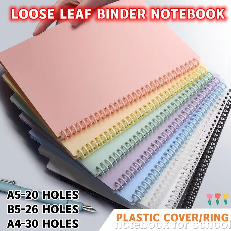 1PC A5/B5/A4 Transparent PP Cover 30 Holes Plastic Ring Binder Loose ...