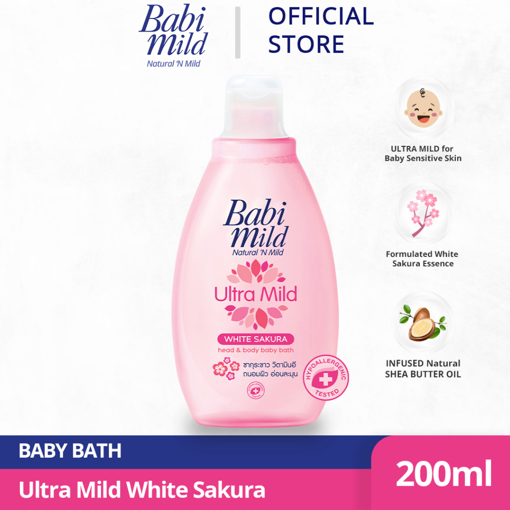 Babi Mild ULTRA MILD White Sakura 200ml Head & Body Bath - Natural N ...