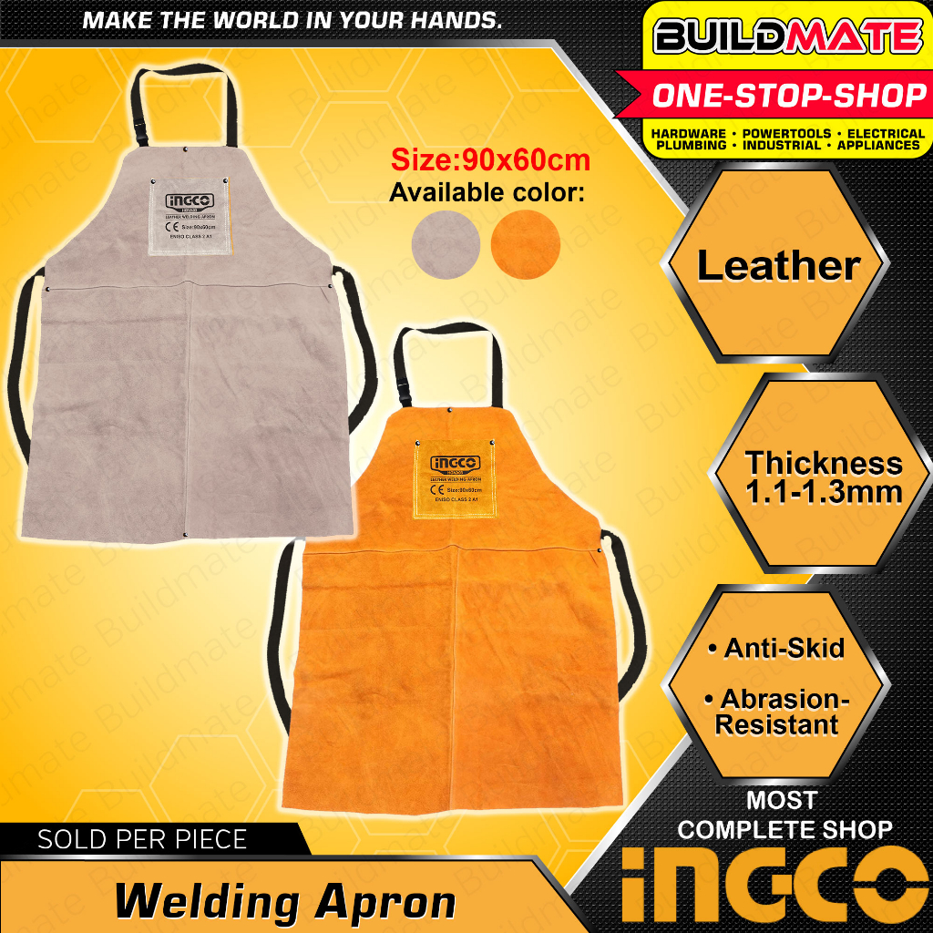 BUILDMATE Ingco Leather Welding Apron 90x60cm Gray | Brown Leather ...