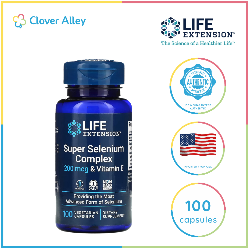 Life Extension Super Selenium Complex & Vitamin E, 200 mcg, 100 ...