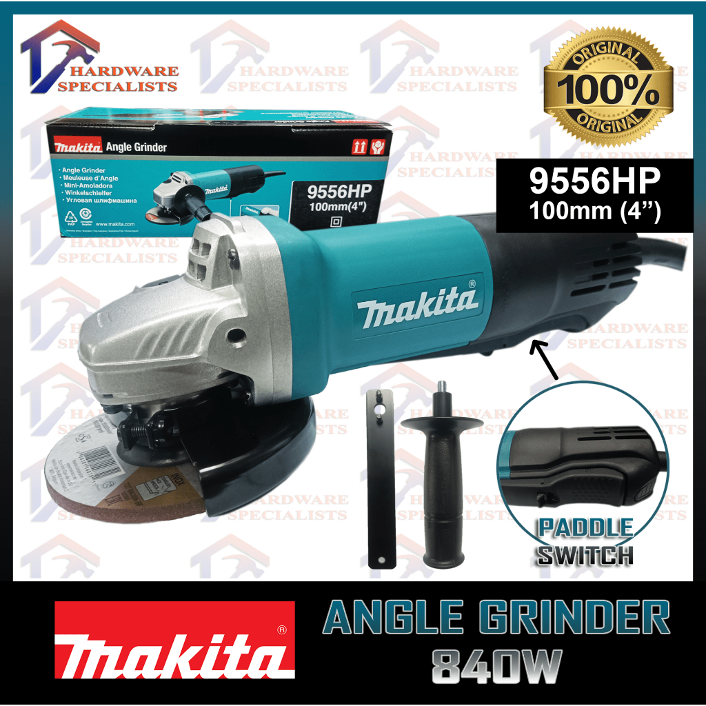 Makita Angle Grinder Paddle Switch 840W 100mm (4") 9556HP Original Authentic | Shopee Philippines