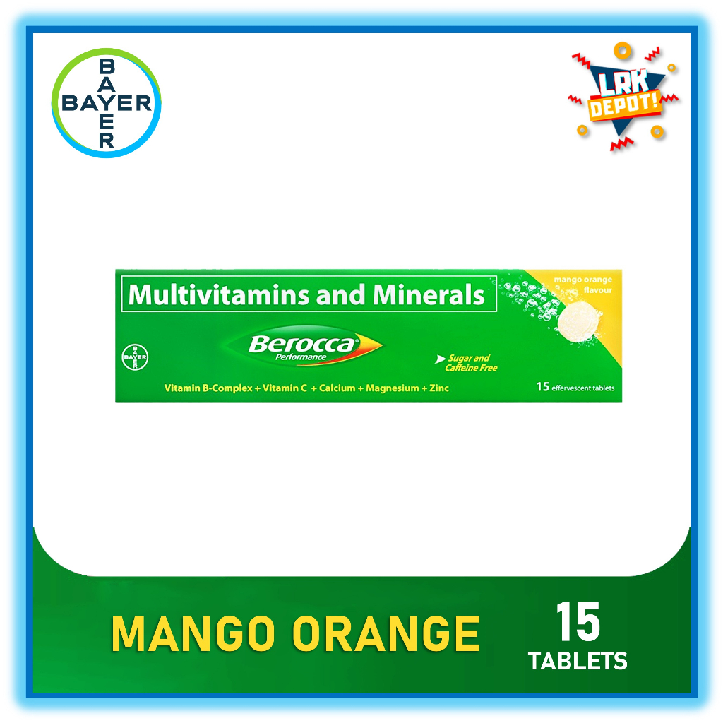 Berocca Mango Orange Flavor (15 Effervescent Tablets) Multivitamins and Minerals 15s | Shopee ...