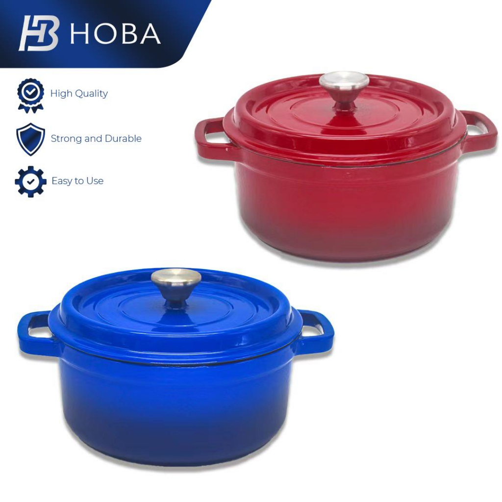 Hoba Enamel Dutch Oven Pot Non Stick Casserole Stew Soup Cast Iron For ...