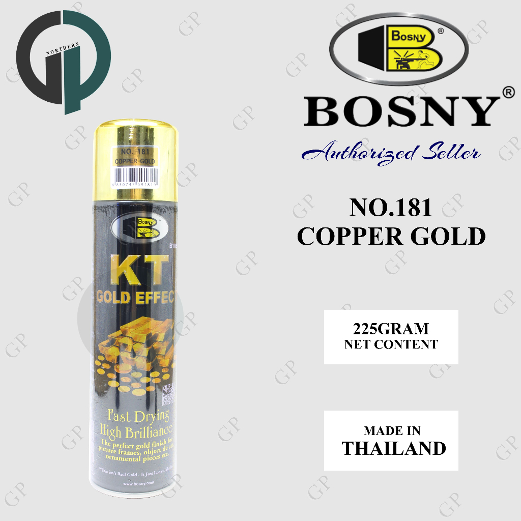 BOSNY SPRAY PAINT KT-181 COPPER GOLD MADE IN THAILAND - GPNorthern ...