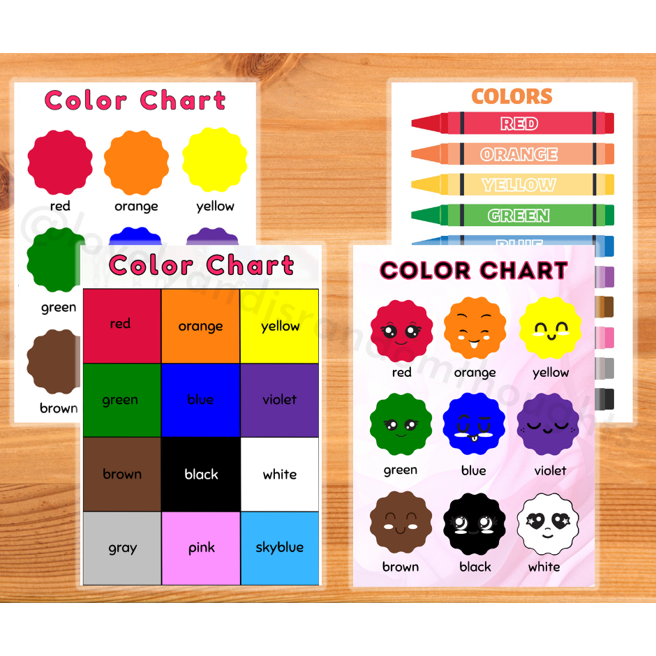 Laminated Charts Color Chart Educational Charts A4 size | Shopee ...