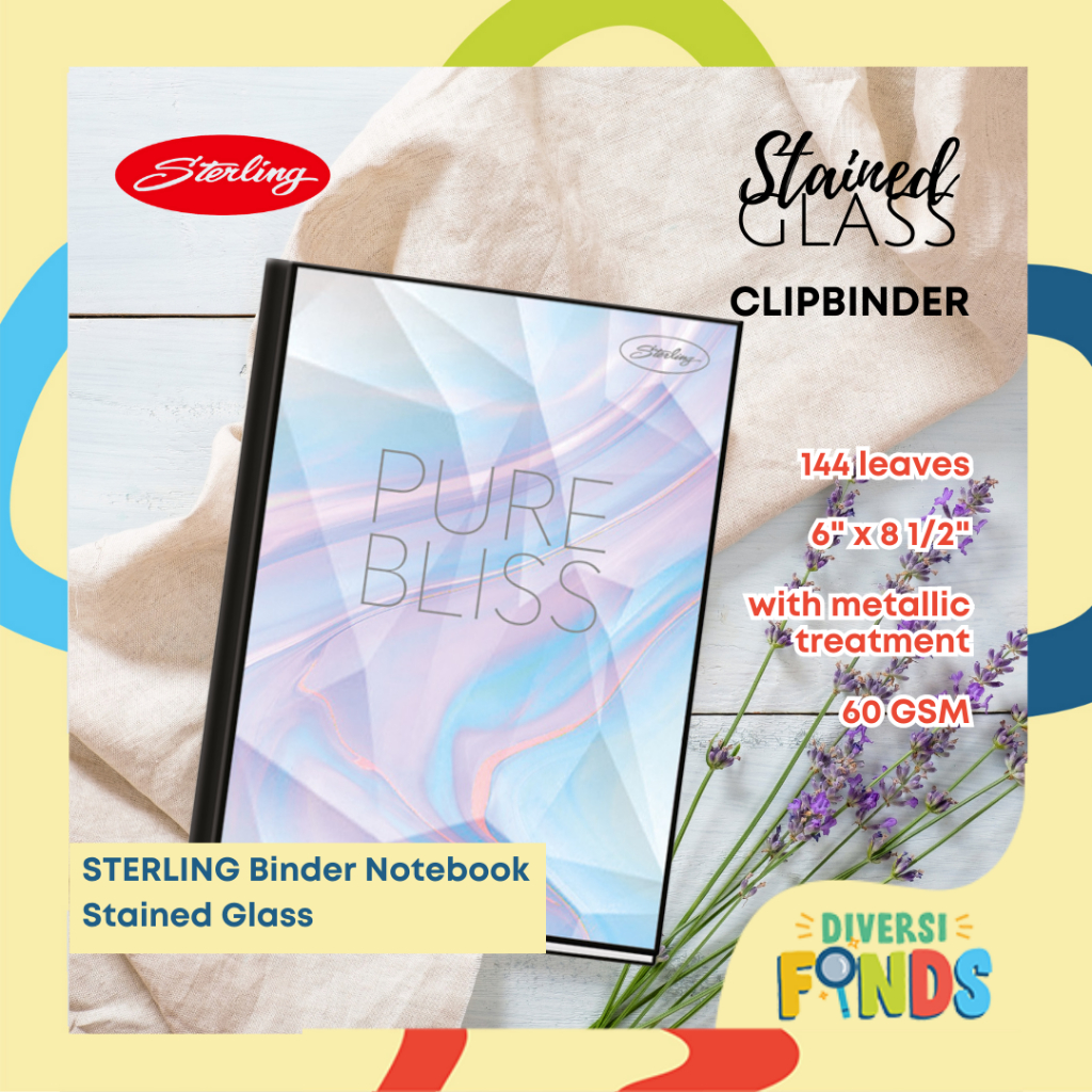 Sterling "STAINED GLASS" Clip Binder Random Design - 9 Fillers Inside ...