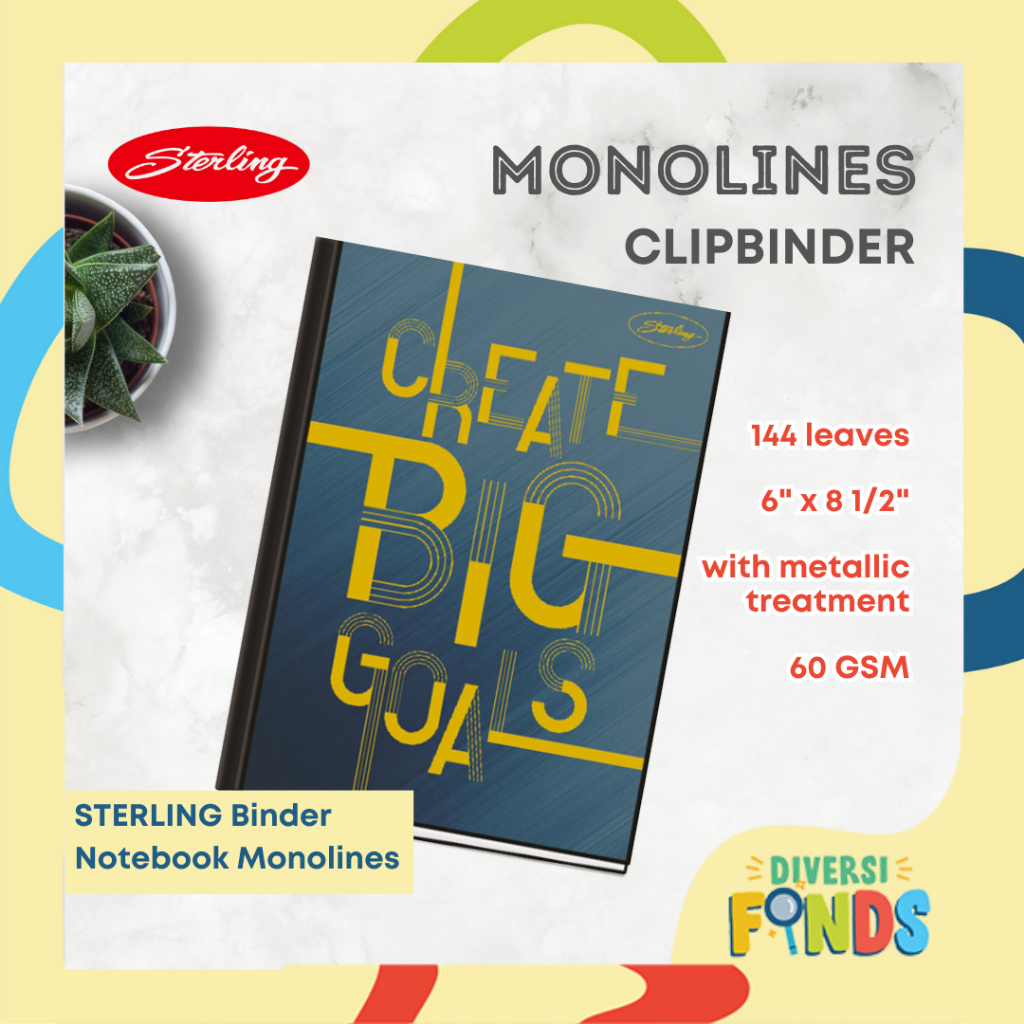 Sterling "MONO LINES" Clip Binder Random Design - 9 Fillers Inside ...