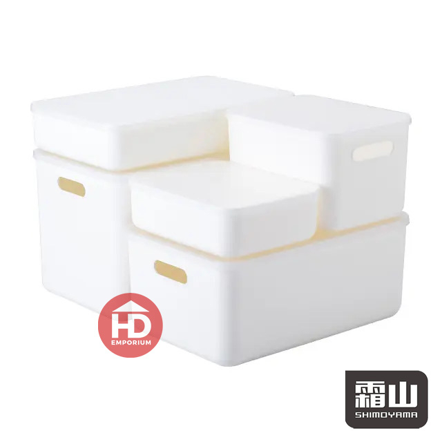 SHIMOYAMA Storage Box with cover white series Japanese style minimalist ...