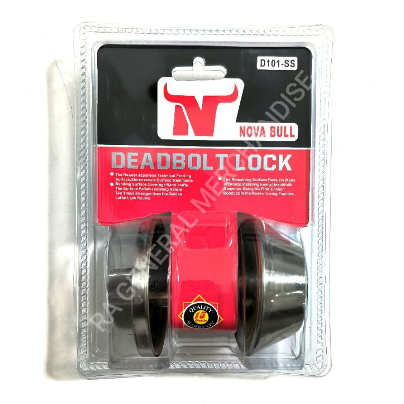Nova Bull Deadbolt Lock D101-SS Door Lock Doorlock Dead Bolt | Shopee ...