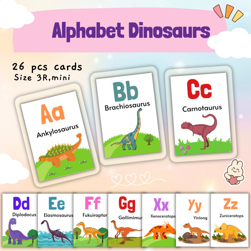 alphabet dinosaur names a to z educational laminated flashcards ...