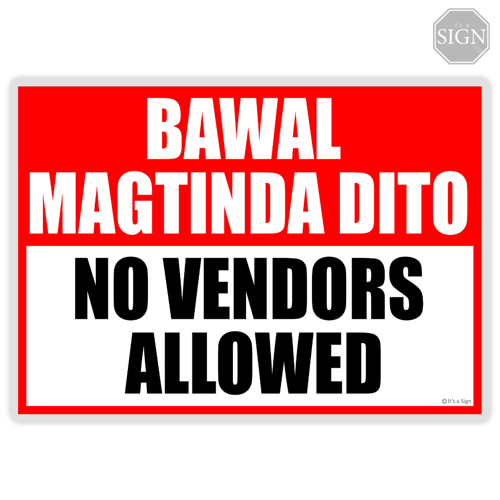 No Vendors Allowed - Laminated Signage - A4 Size | Shopee Philippines