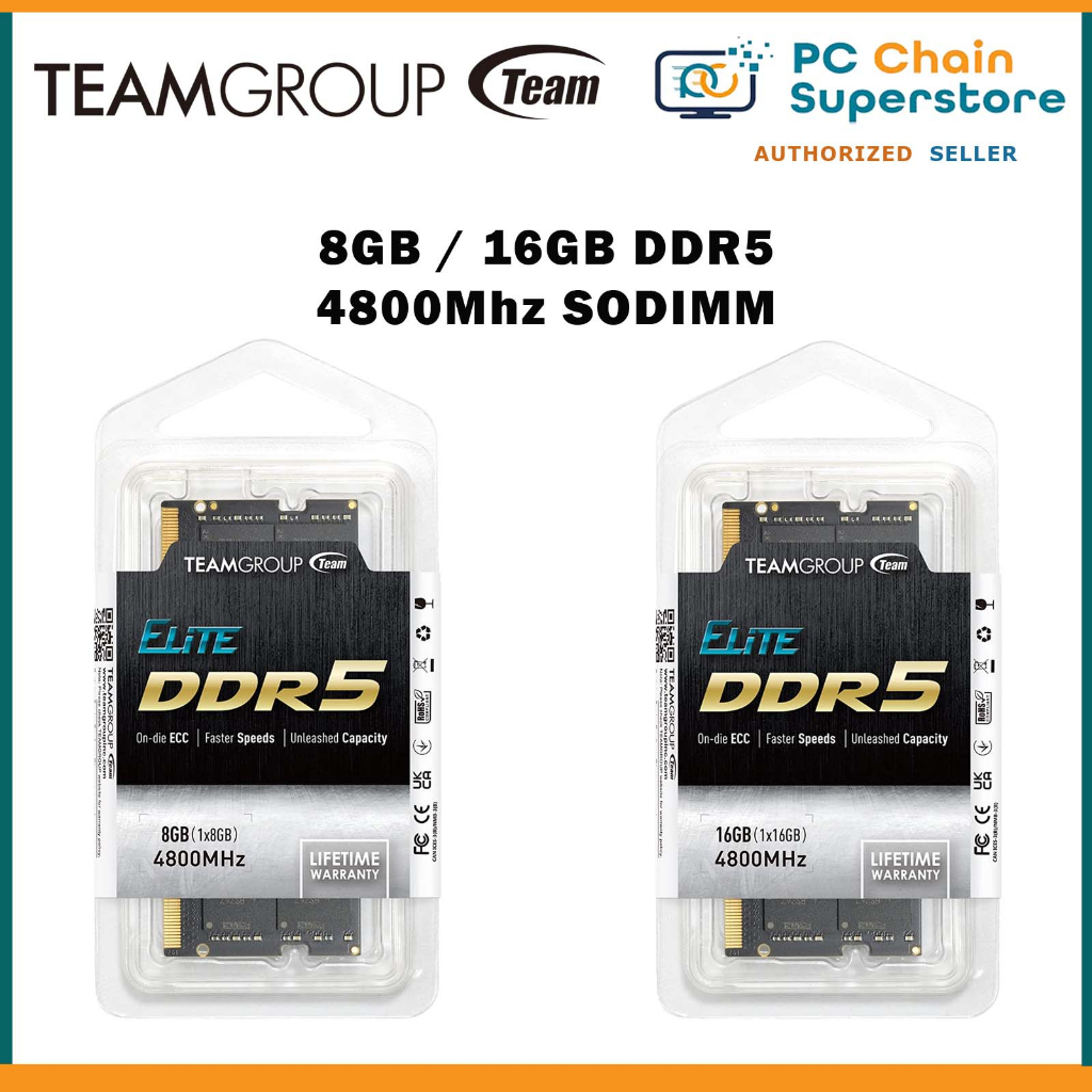 Team Group Elite 8GB / 16GB DDR5 4800Mhz CL40 Non-ECC RAM Memory Sodimm ...