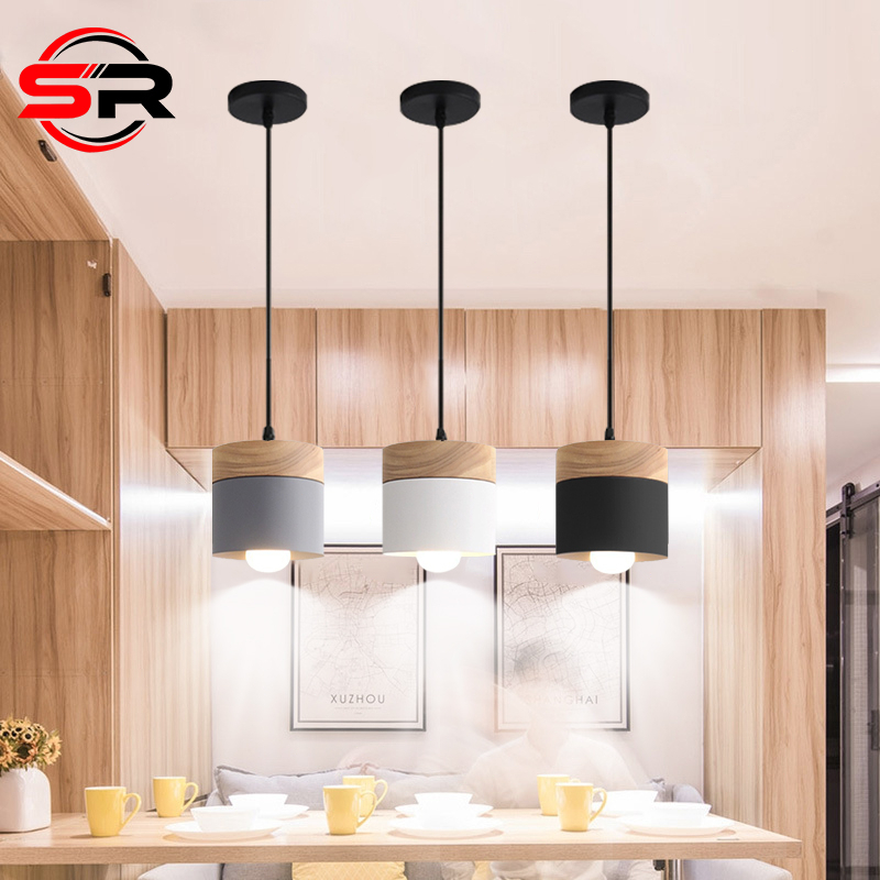 Pendant Light Nordic Modern Design Macaron Wood Drop Light for Dining ...