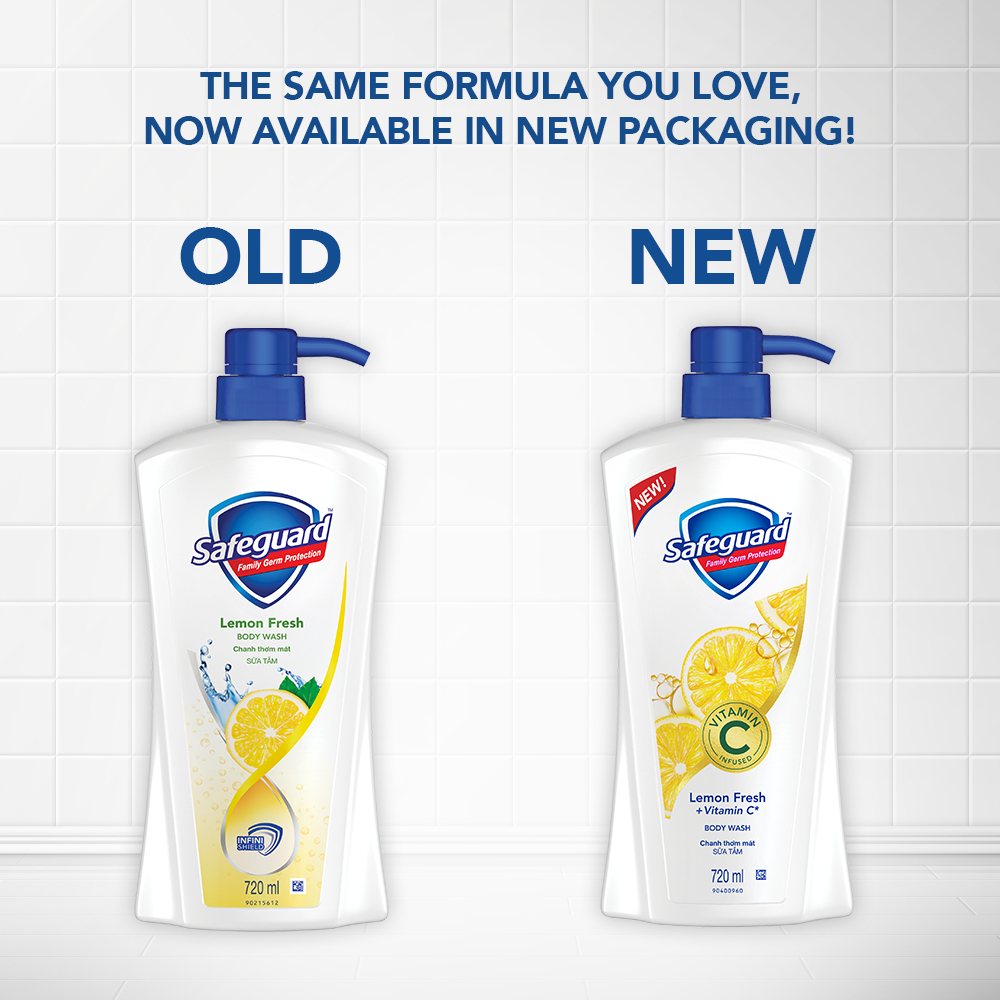 Safeguard Antibacterial Soap Body Wash Lemon Fresh with Vitamin C 720ml ...