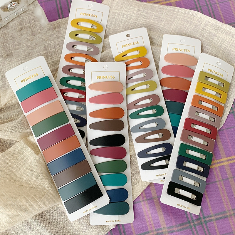 10 Pieces/set Frosted Morandi Color Hair Clip Set Simple Geometric ...