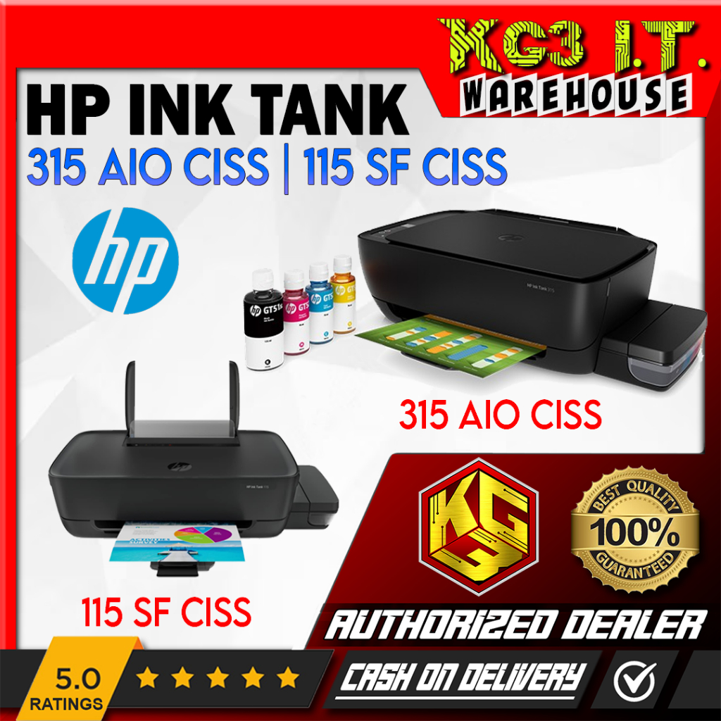 HP Ink Tank 315 AiO CISS Printer - Print, Copy, Scan / HP Ink Tank 115 ...