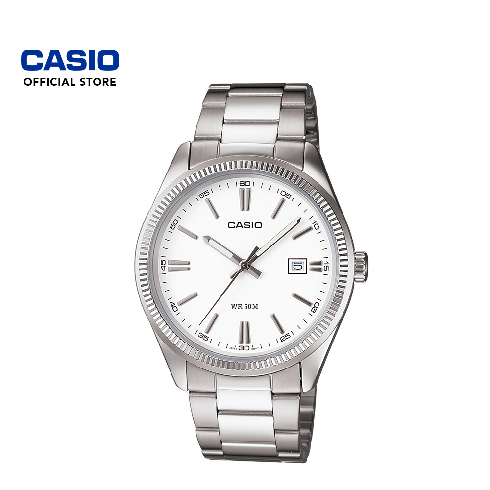 Casio (MTP-1302D-7A1VDF) Silver Stainless Steel Strap 50 Meter Date ...