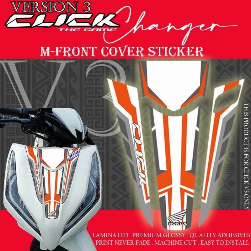 HONDA CLICK V3 FRONT COVER DECALS/HONDA CLICK STICKER/HONDA DECALS ...