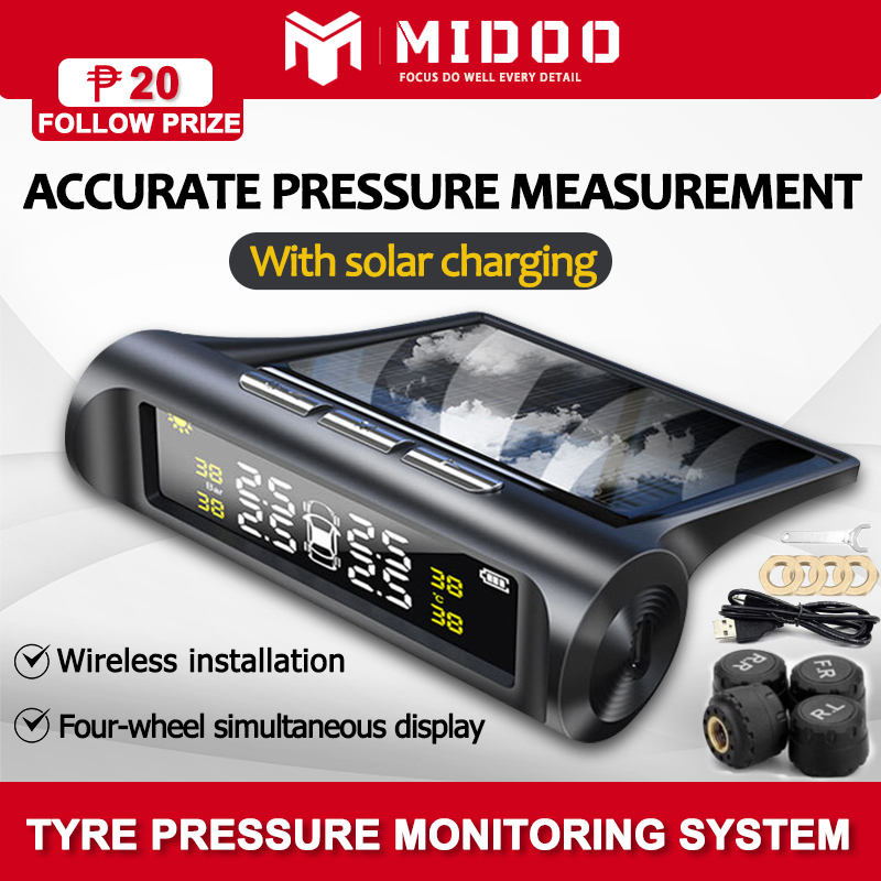 MIDOO TPMS Car Tire Pressure Alarm Monitor System Auto Security Alarm Systems + 4 External ...