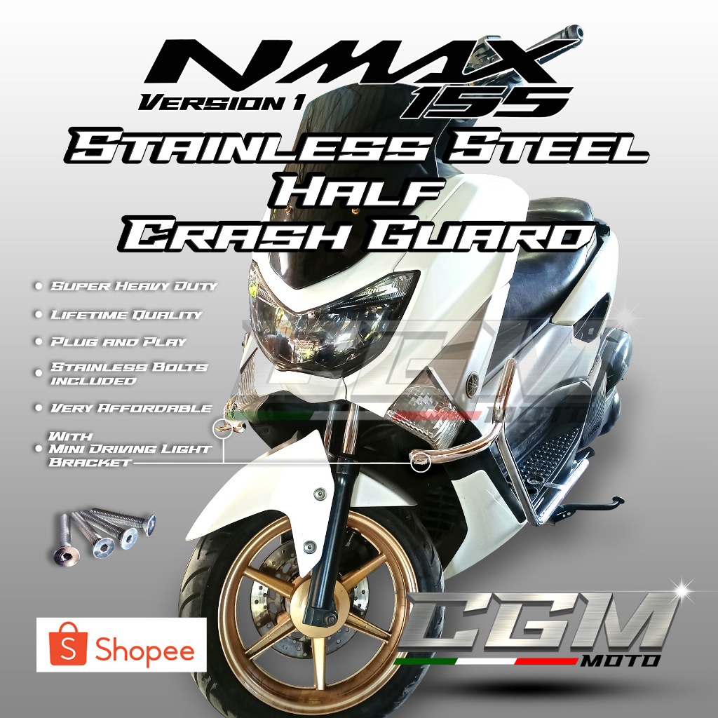 ⭐️NMAX V1 FULL & HALF ARMOR CRASH GUARD STAINLESS STEEL FULL ARMOR FOR ...