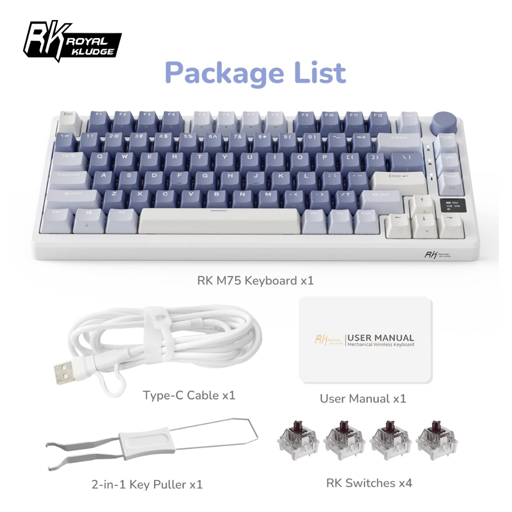 Royal Kludge RKM75 75% 2.4GHz Wireless Bluetooth Mechanical Keyboard | Shopee Philippines