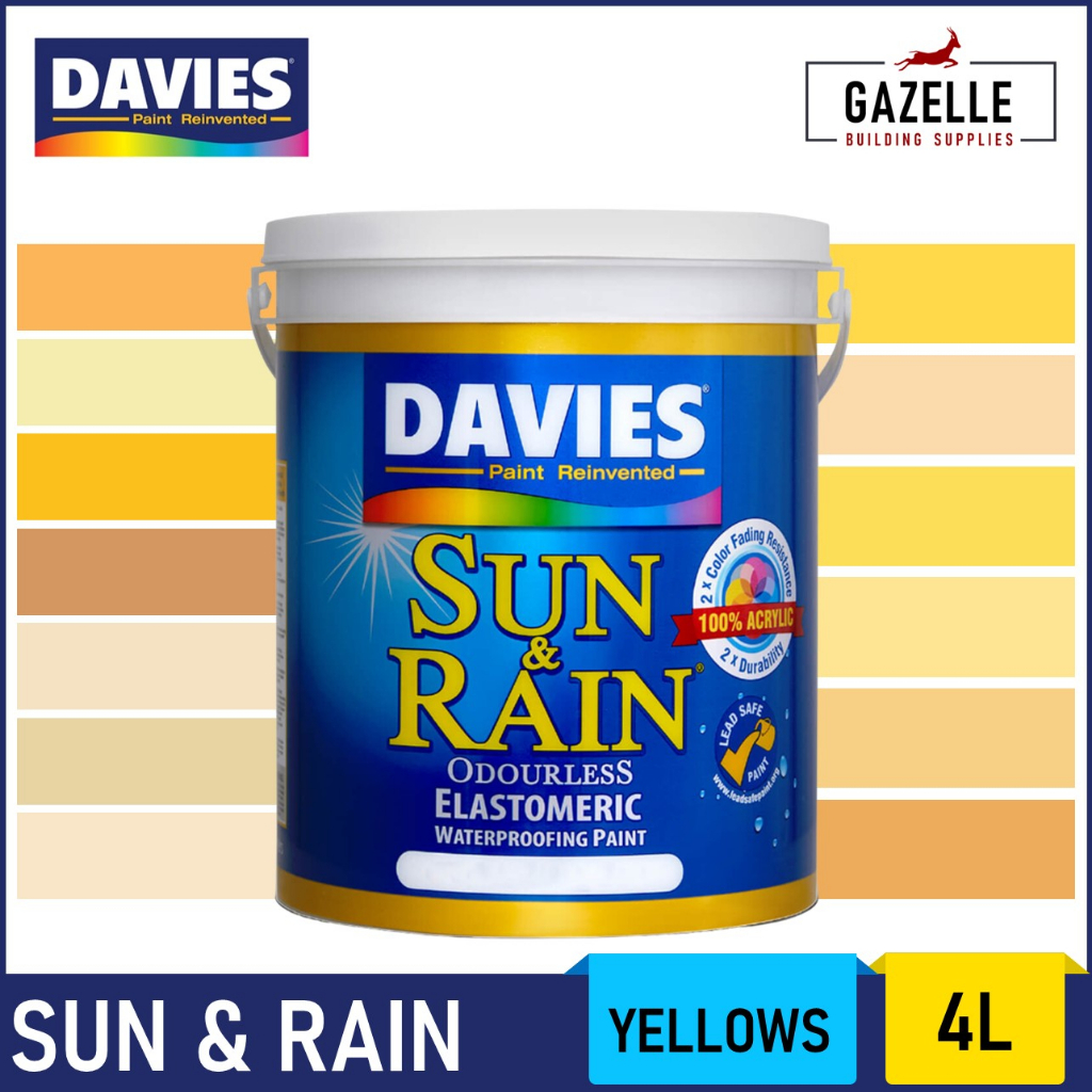 Davies Sun & Rain Acrylic Elastomeric Paint - Yellows 4L | Shopee ...