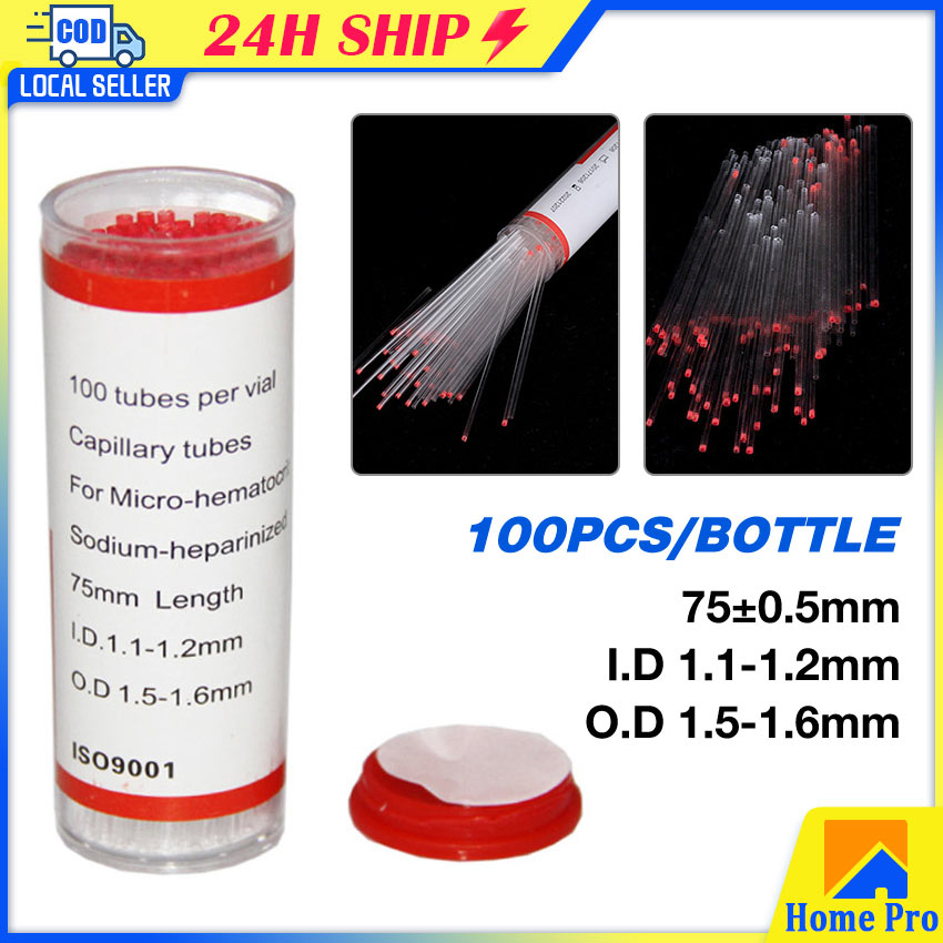 100PCS/Bottle Capillary Tube Glass Micro Hematocrit Tubing Melting Tube ...