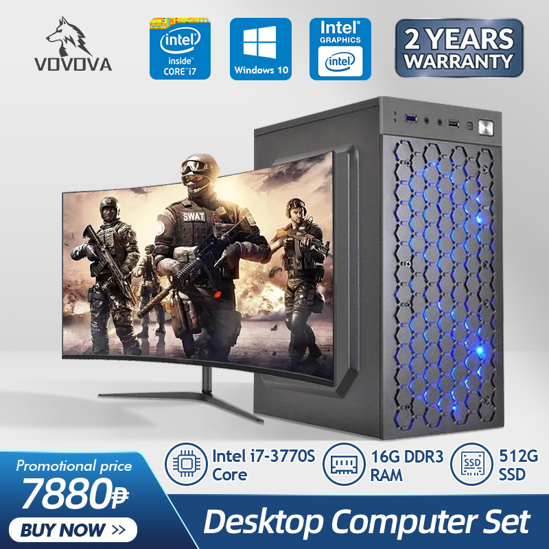 Vovova Desktop Computer Set Pc Inter I7 Full Set Pc Set Gaming Computer