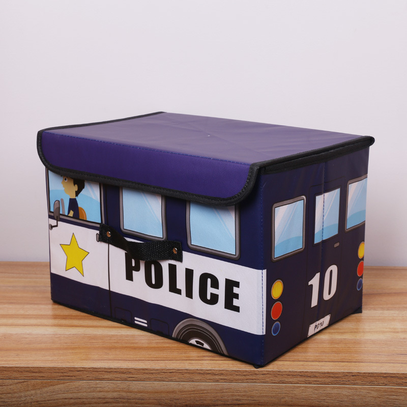 School Bus Storage Box Organizer With Lid Collapsible Foldable Cartoon ...