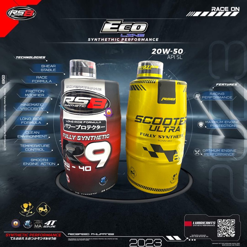 RS8 ENGINE OIL R9 and ULTRA SCOOTER 1L R9 10w-40 FULLY SYNTHETIC 800ml ...