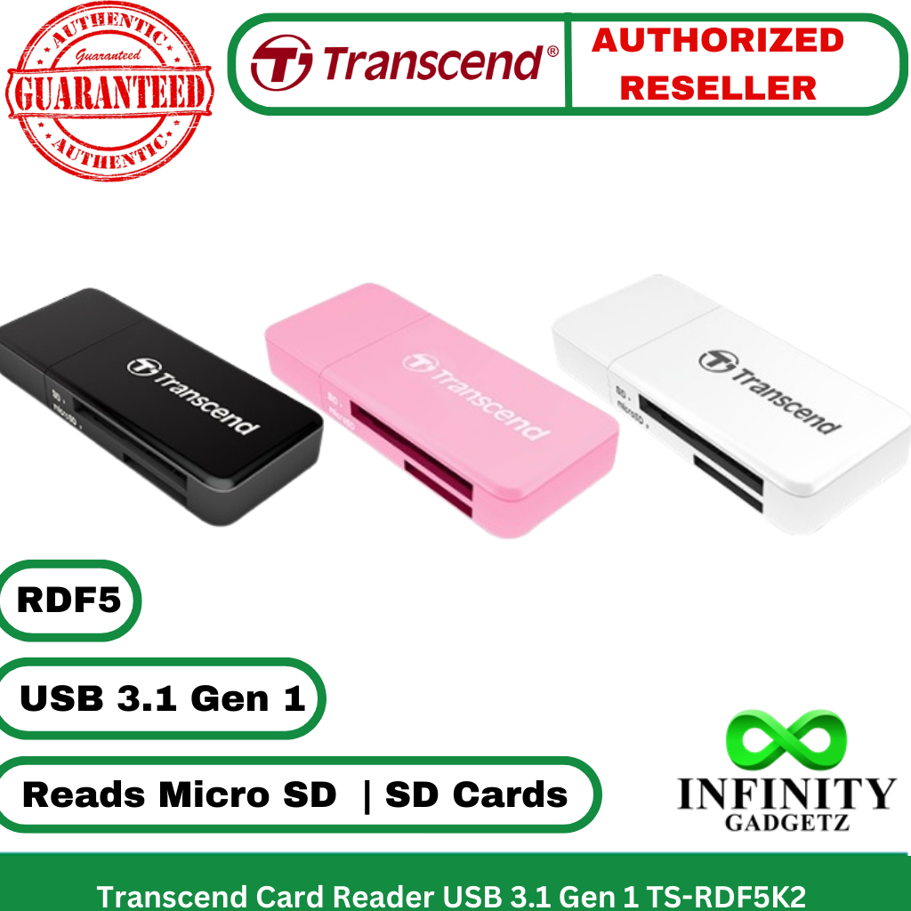 Transcend RDF5 USB 3.1 Gen 1 High Speed Card Reader SD and Micro SD ...
