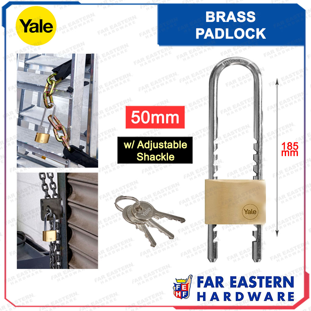 YALE Brass Padlock 50mm Adjustable Hardened Shackle Keys Y110/50/155/1 ...