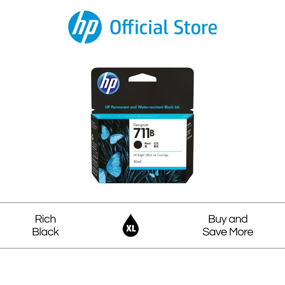 HP 711B Black Ink Cartridge| Compatible with HP DesignJet T120 and HP ...