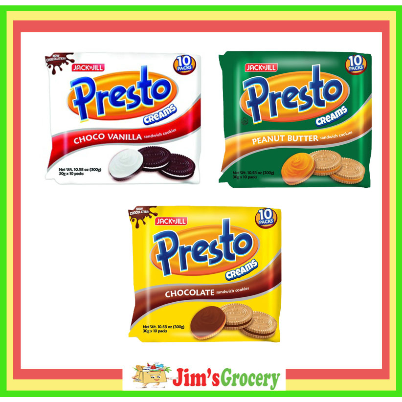 JIMS PRESTO CREAMS PEANUT BUTTER/CHOCOLATE/CHOCO VANILLA 10'S (1 PACK ...