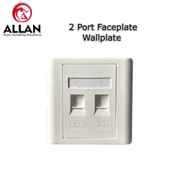Allan 2 Port Faceplate Wallplate Face Plate RJ45 Socket Wall Mount ...