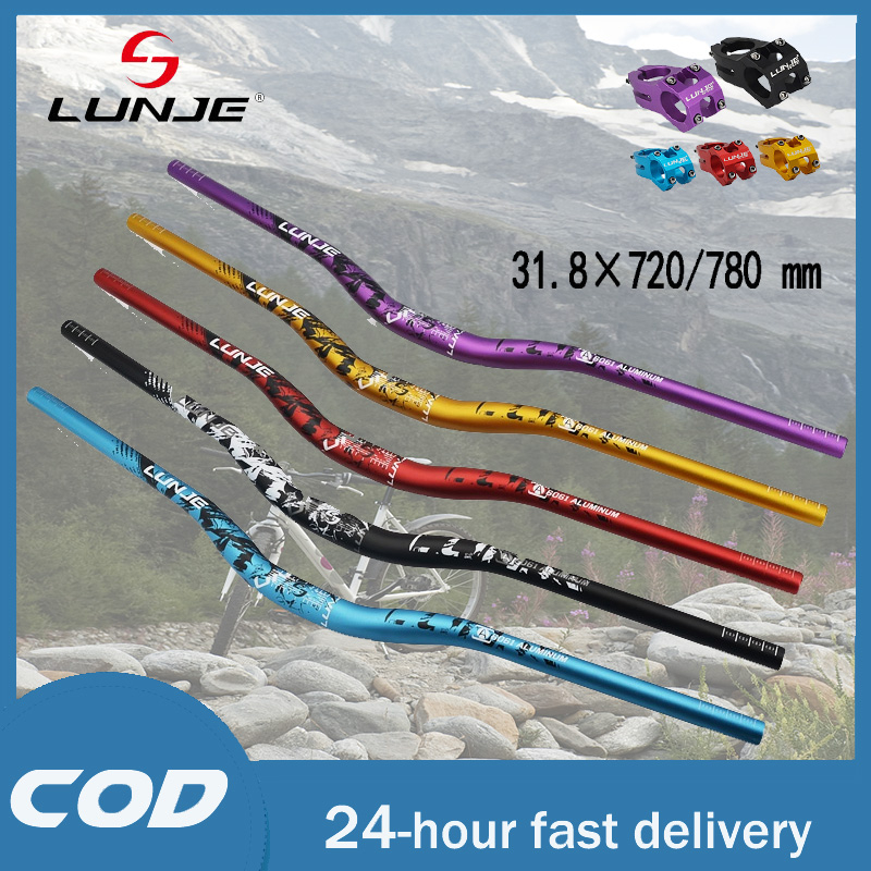 LUNJE aluminum alloy bicycle handlebar 31.8x780/720mm mountain bike ...
