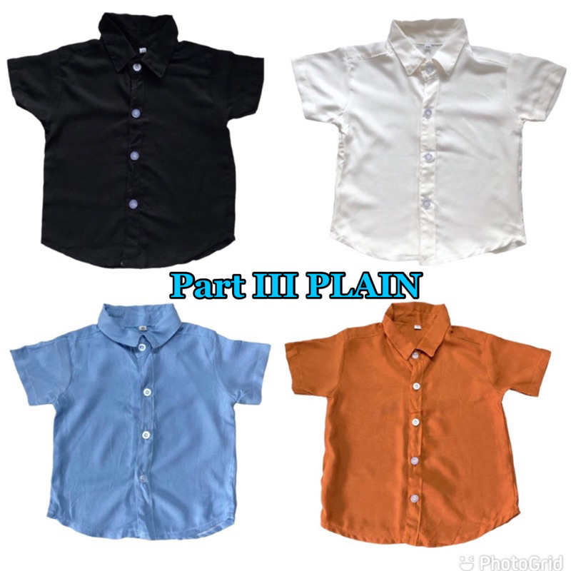 KIDS Button Down Polo Challis PLAIN PART III xs,small,medium,large,xl ...