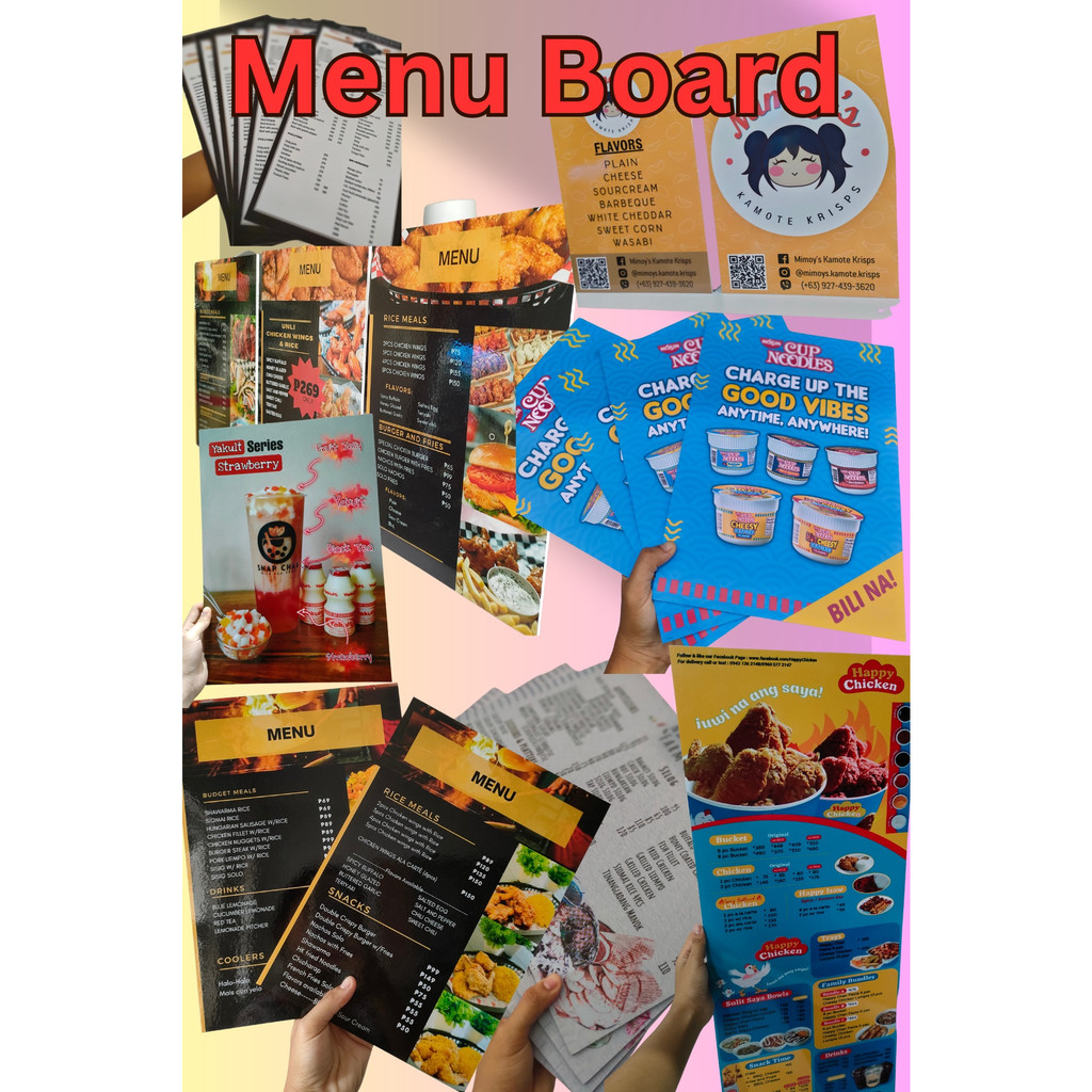 CUSTOMIZED MENU ON SINTRA BOARD 3mm with laminated | Shopee Philippines