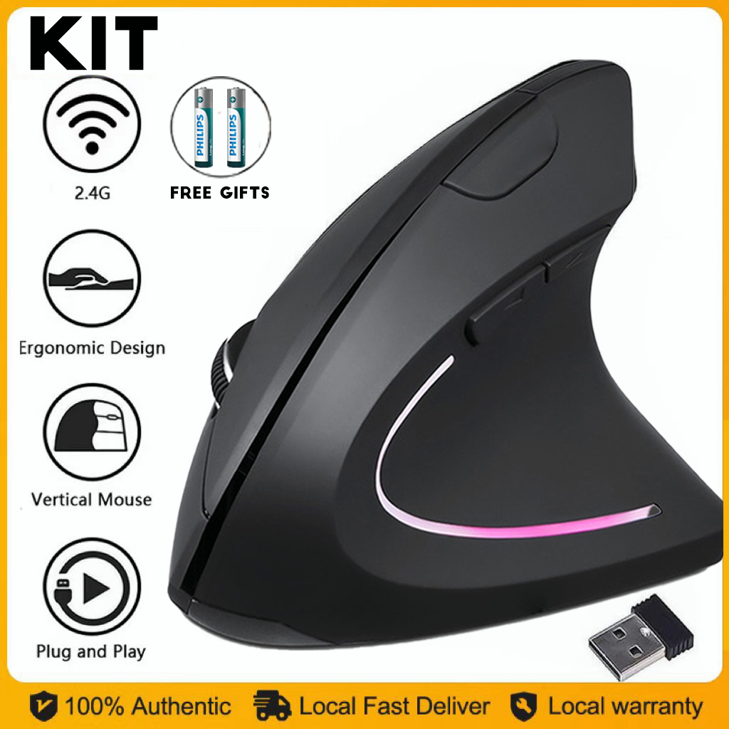 Ergonomic Vertical Mouse Wireless 1600DPI USB Optical Computer Mouse 5D ...