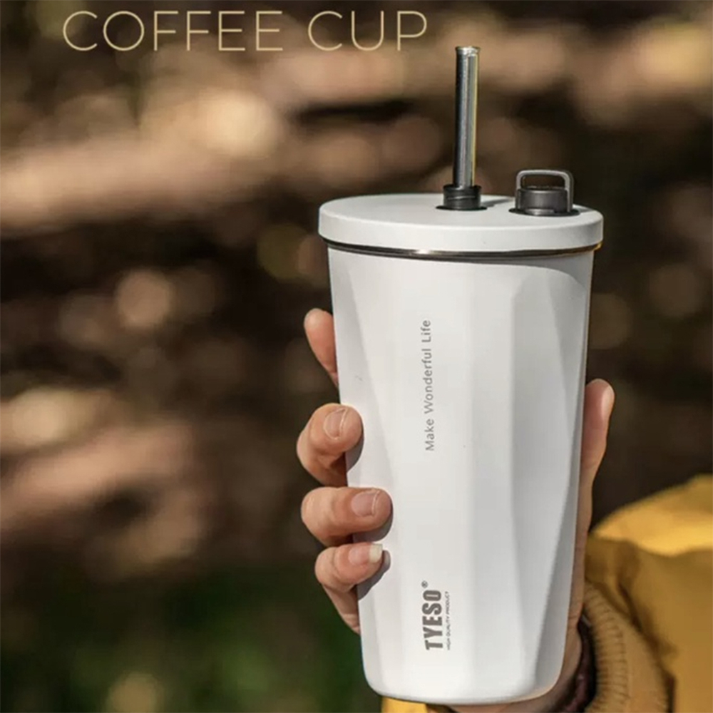 Tyeso Brand Coffee Mug Vacuum Insulated Tumbler with Straw Stainless ...