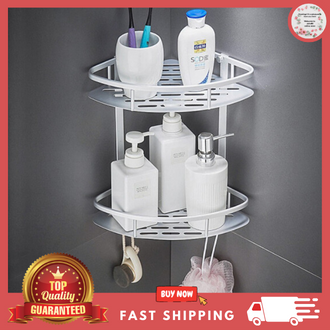 2 Layer Triangular Bathroom Corner Rack With Hook | Shopee Philippines