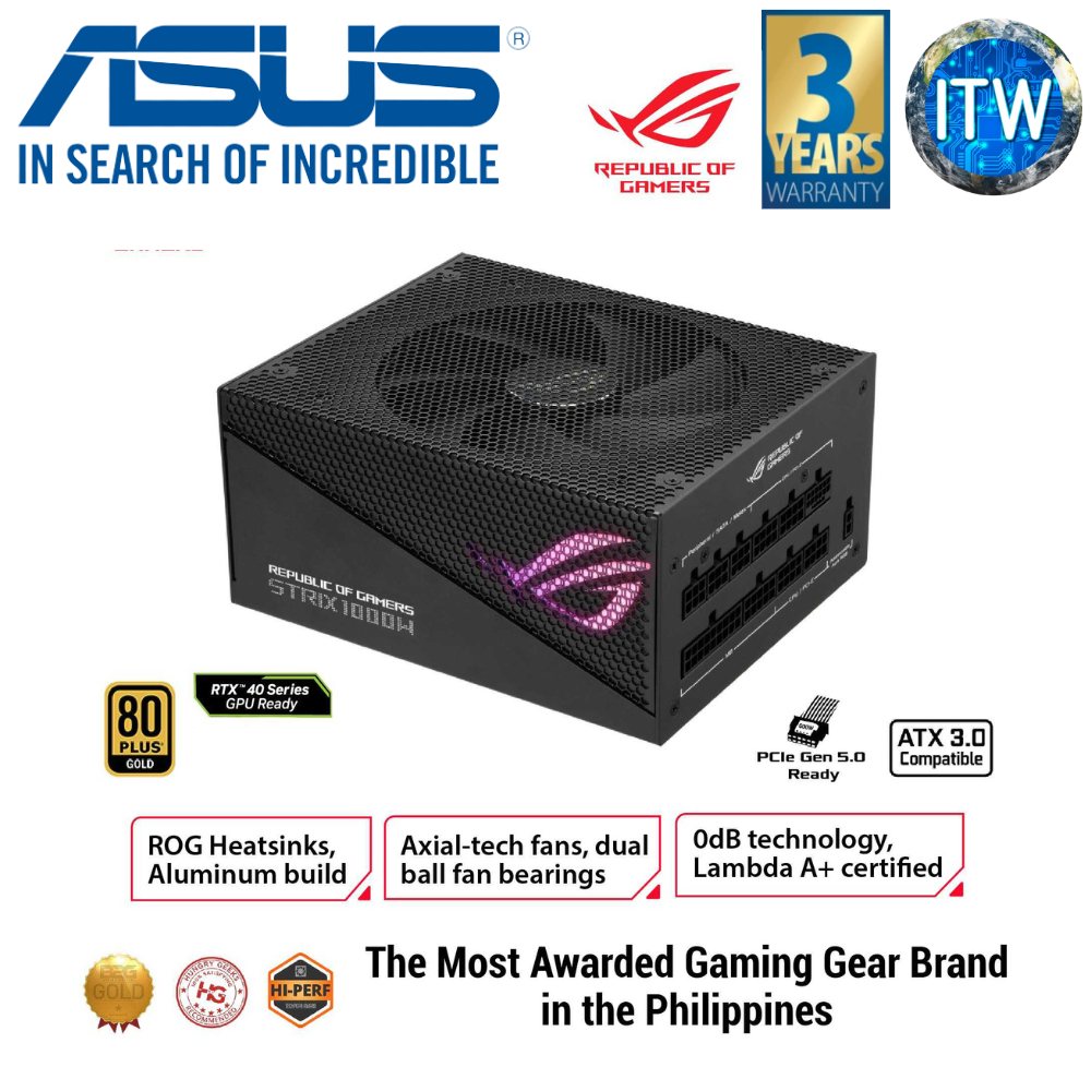 ASUS ROG Strix 1000W Gold Aura Edition 80+ Gold Gaming Fully Modular ...