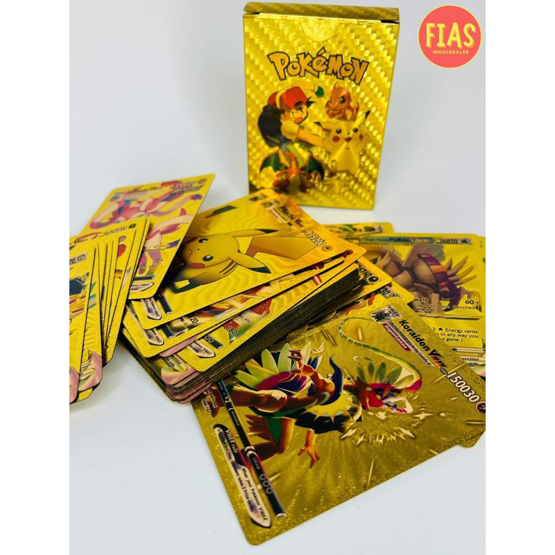 55 Pieces Pokemon Gold & Silver Trading Card English VMAX | Shopee ...