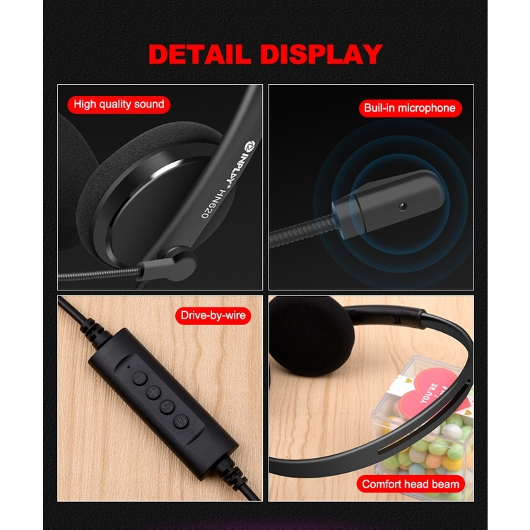 Inplay HN620 / HN820 Headset Active Noise Reduction Headset For Laptop ...