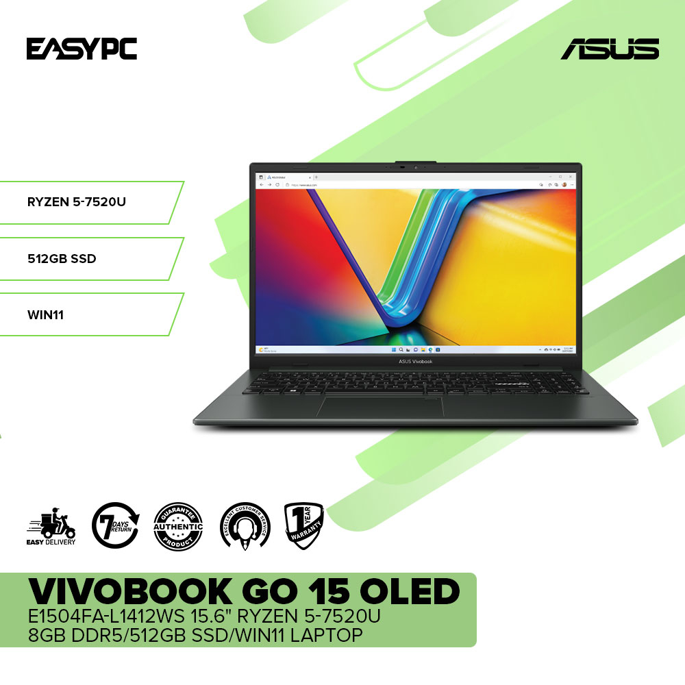 EasyPc| Asus Vivobook GO 15 OLED E1504FA-L1412WS 15.6" Laptop| Win11 ...