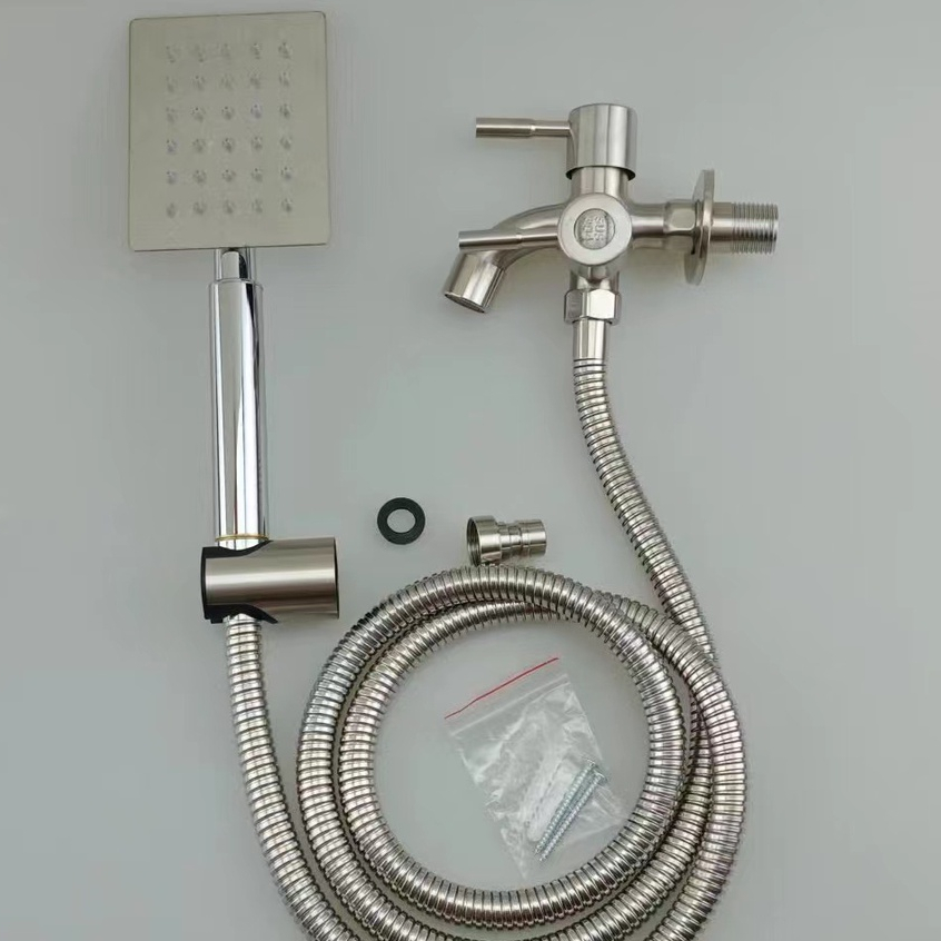 Stainless steel SUS304 pressurized shower set with faucet hose holder ...