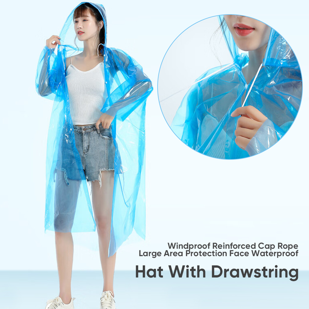 Mitsushi Raincoat Thick PE Pocket Rain Coat With Button Emergency ...