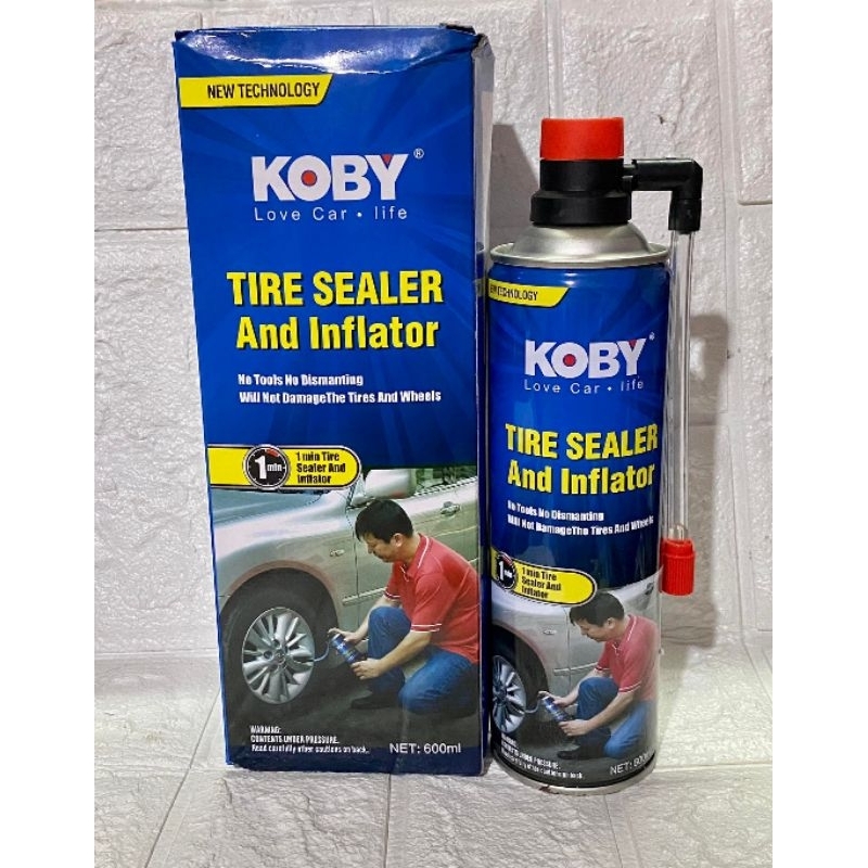 KOBY TIRE SEALER/INFLATOR FOR CAR 600ml | Shopee Philippines