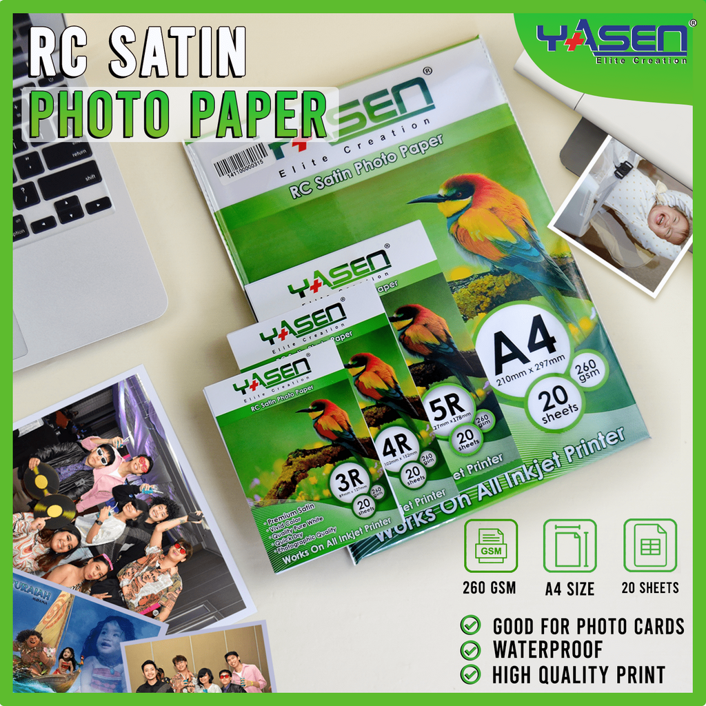 Yasen RC Satin Photo Paper 260GSM A4 5R 4R 3R Size Resin Coated ...